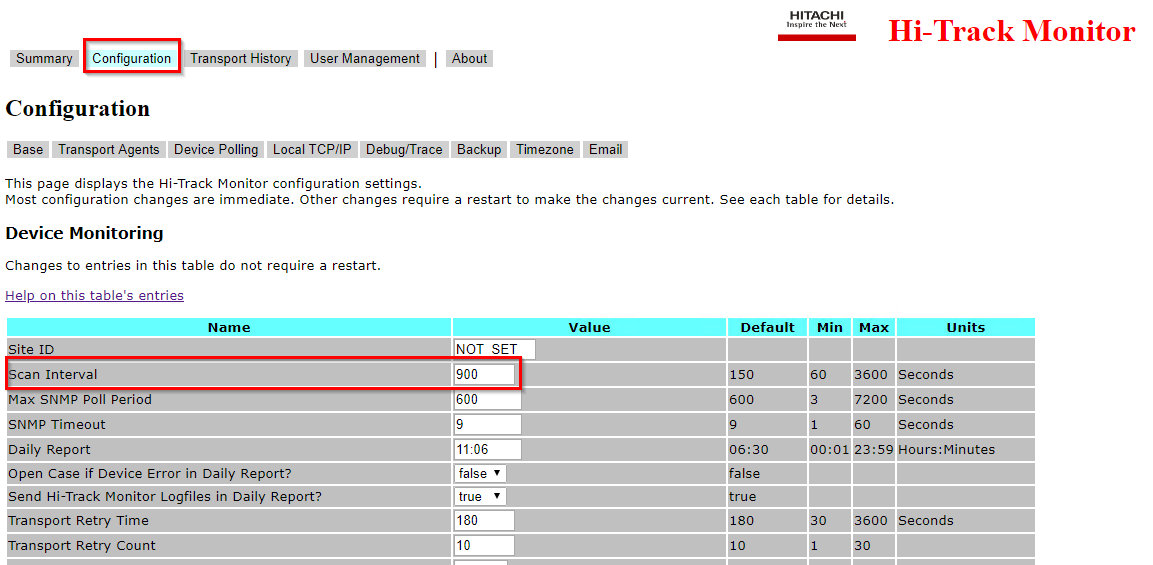 [Hitrack] Hitrack Monitor "Scan Interval" 관련 내용 - Storage - Hitachi Configuration Tool