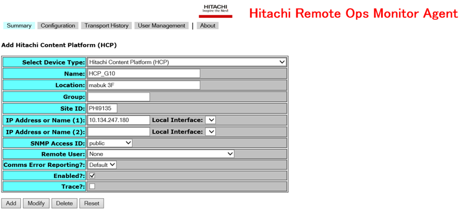 [HCP] HCP-G10/G11 Hitachi Remote Ops 등록 방법 - HCP - Hitachi Configuration Tool